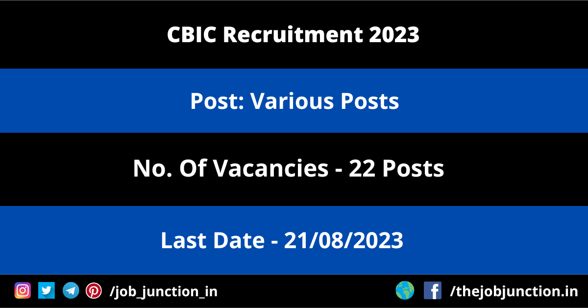 CBIC Recruitment 2023 - JOB JUNCTION