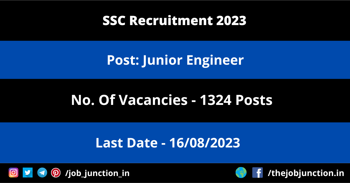 SSC Junior Engineer Recruitment 2023 - JOB JUNCTION